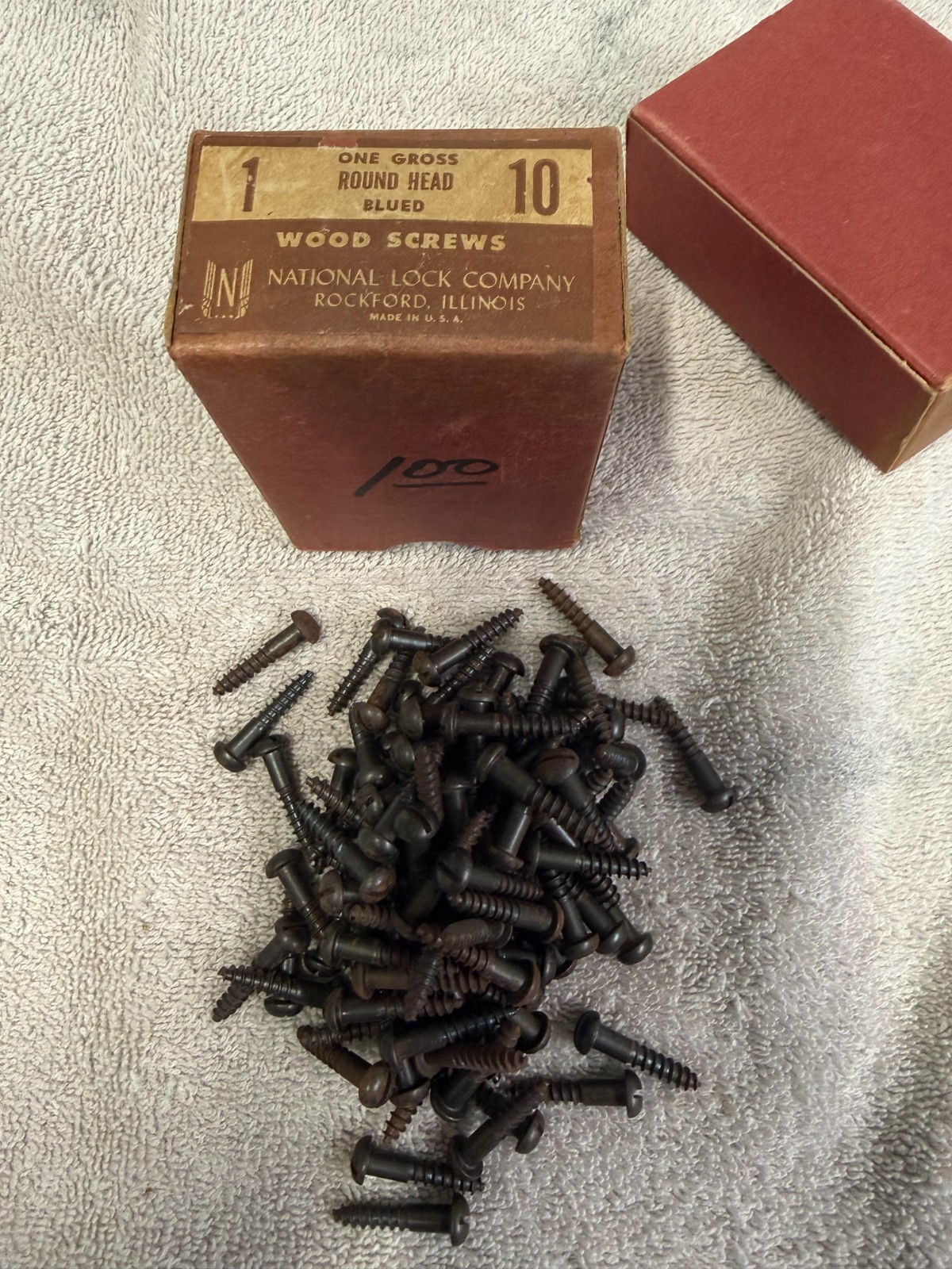 Vintage NOS Blued Steel #10 by 1" Round Head Slotted Wood Screws Count ...