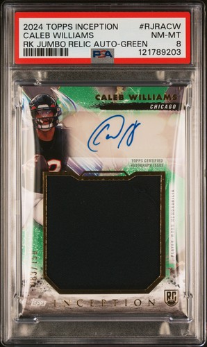 2024 TOPPS INCEPTION ROOKIE JUMBO RELIC AUTO GREEN CALEB WILLIAMS RC ...