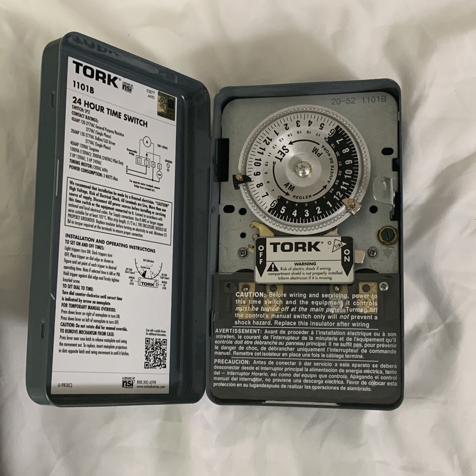 TORK 40 Amp 1-Channel 24-Hours Indoor Mechanical Time Switch 1101B | eBay
