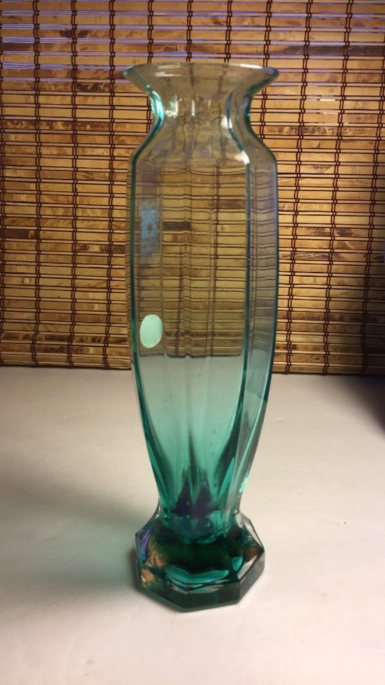 Crystallerie VASE, Emerald Green Transparent Glass 8X2 Good Condition ...