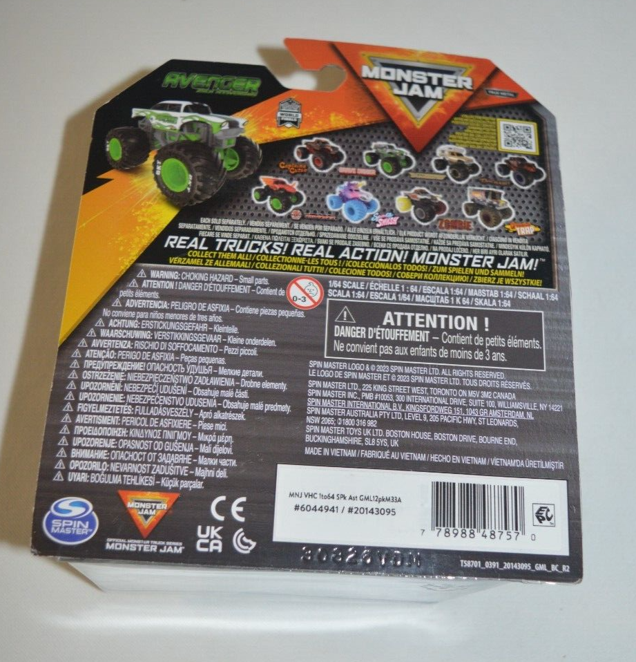 MONSTER JAM 2024 SERIES 33 - AVENGER 25TH ANNIVERSARY SILVER AND GREEN ...