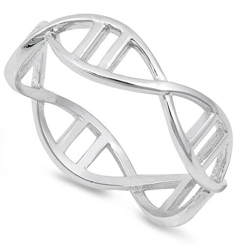 .925 Sterling Silver DNA Double Helix Twist Wave Fashion Ring Size 4 to ...