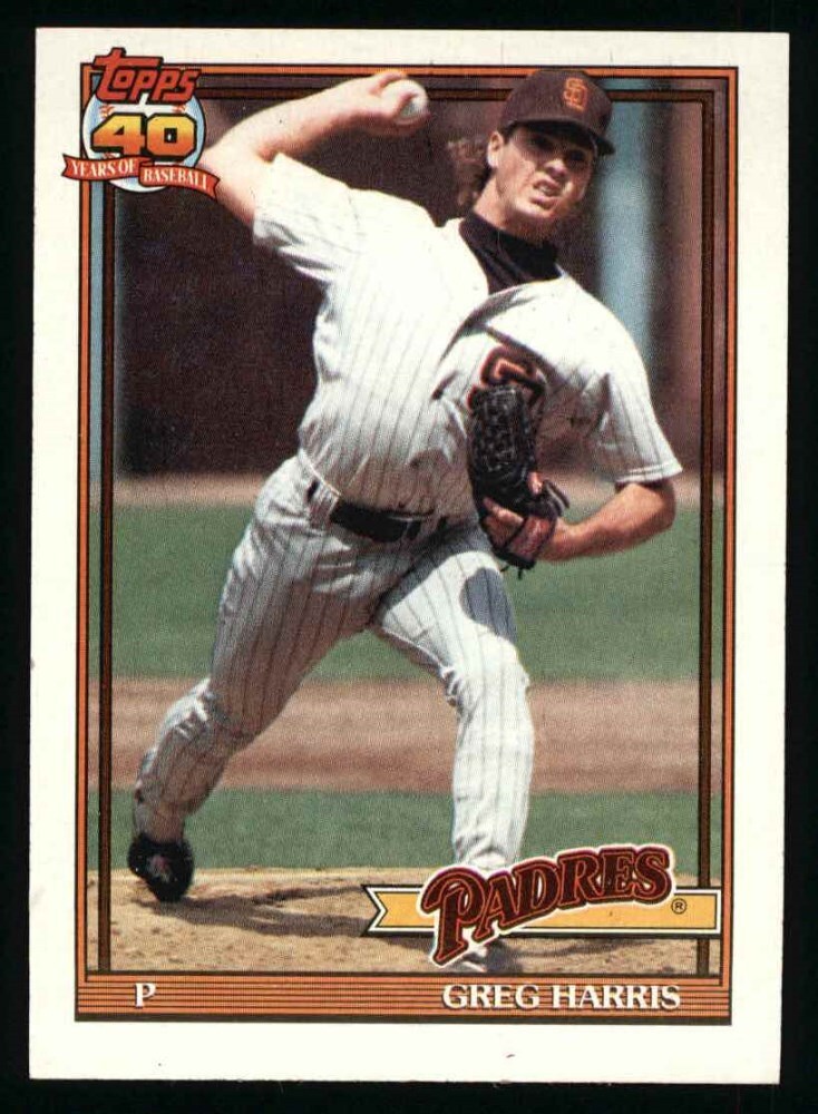 1991 Topps #749 Greg W. Harris Padres 8 - NM/MT | eBay
