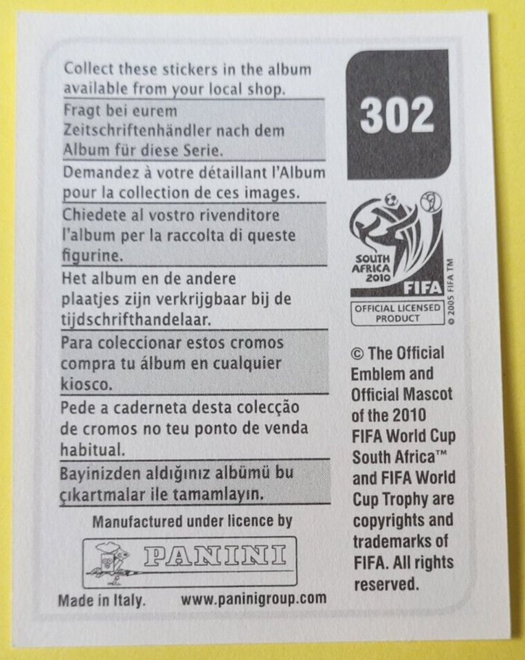 Panini Fußball WM 2010 Sticker Nr. 302 Antonio Rukavina Serbien Serbija ...