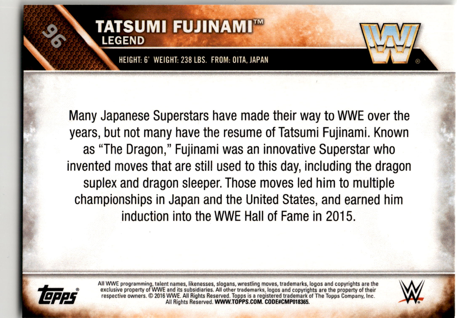 2016 Topps WWE #96 Tatsumi Fujinami | eBay