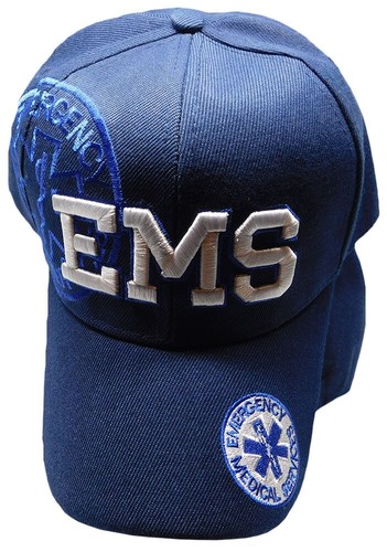 Embroidered Blue EMS Emergency Medical Service Shadow Baseball Style ...