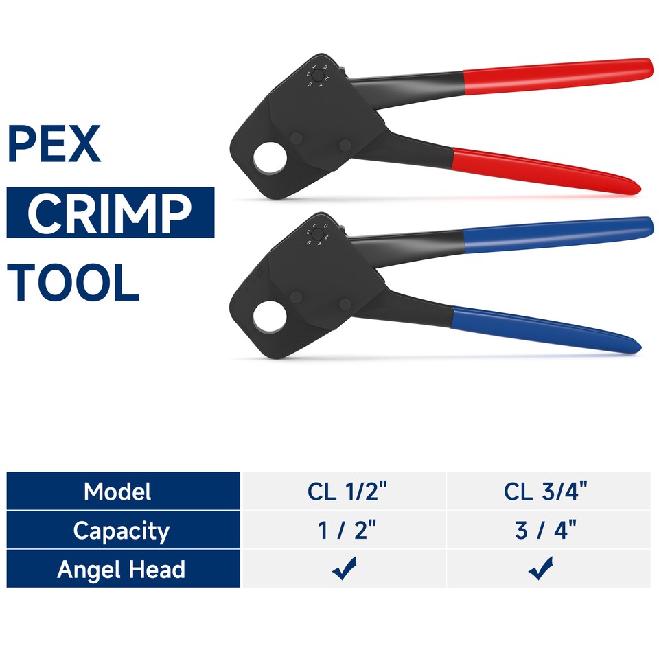 2 Pex Crimper 1/2" And 3/4" Plumbing Crimping Gonogo Set Angle Gauge ...
