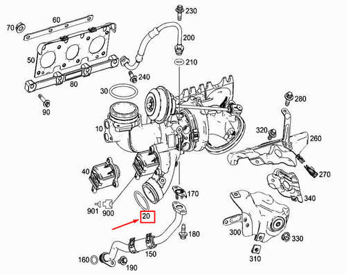 NEW MERCEDES-BENZ C COUPE C205 RIGHT TURBOCHARGER O-RING A0259974645 NO ...