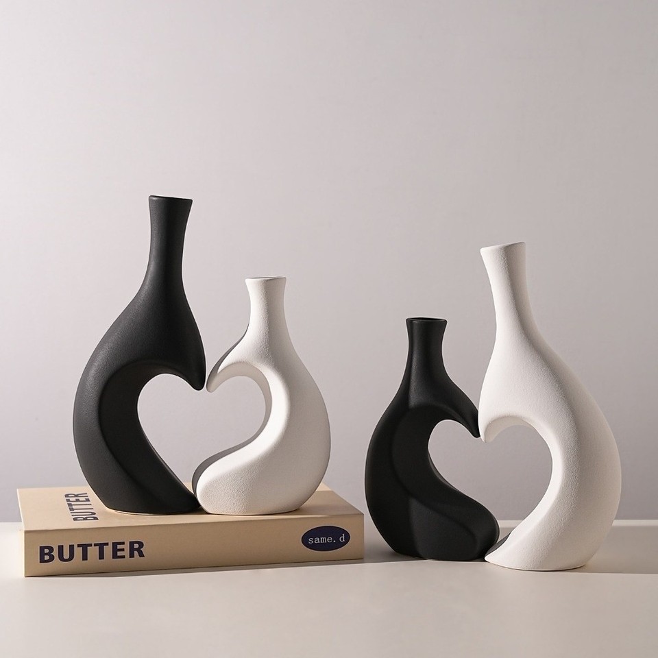 A Set Elegant Ceramic Vase Solid Color Flower Arrangement Vase | eBay ...