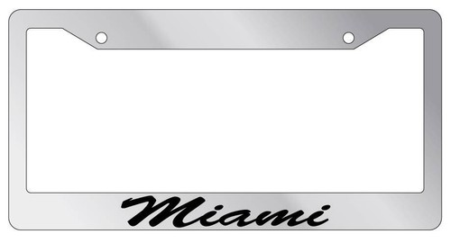 MIAMI CURSIVE Chrome METAL License Plate Frame Auto | eBay