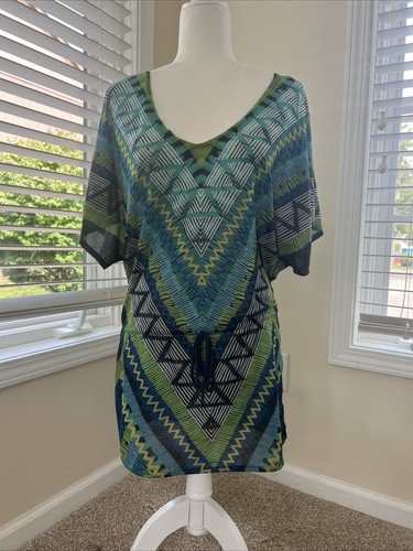 PrAna Saiden Kaftan Swimsuit Cover Up Boho Green Blue Small Women Bathing | eBay