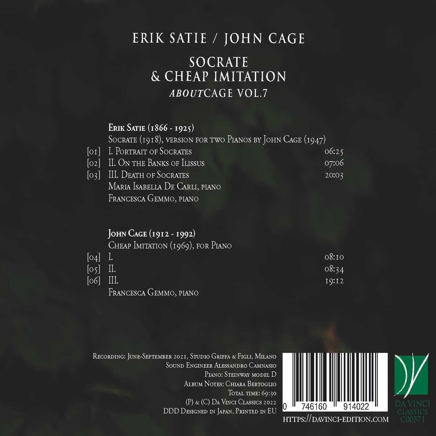 Satie / Cage / De Carli, Maria Isabella / Satie / Cage: Socrate & Cheap ...