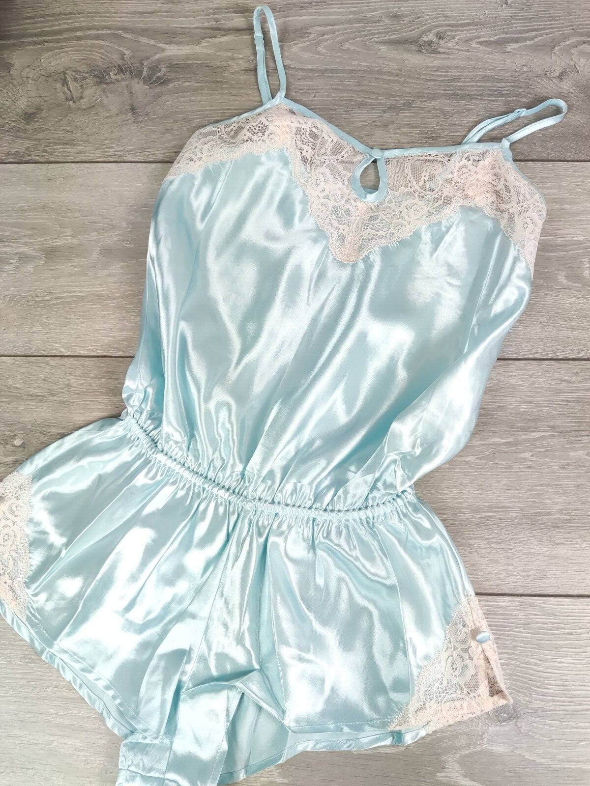 Boux Avenue Duck Egg Tabitha Teddy Satin Sleeping Suit One Piece ...