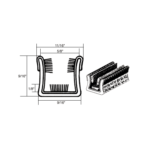 9/16" x 9/16" Universal Single Unbeaded Flexible Glass Run Channel ...