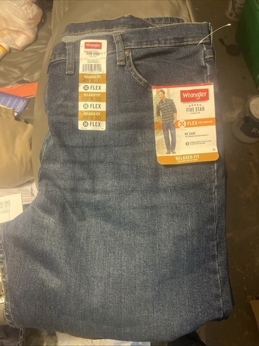 Men's 5 Star Wrangler Flex Relaxed Fit Size 48x30 Blue New With Tag | eBay