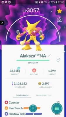 Pokemon Trade Go -- Shiny Alakazam Maxed Out level 40 + 3 Charged Moves ...