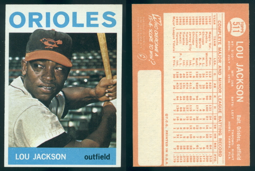 (45056) 1964 Topps 511 Lou Jackson Orioles-NM | eBay