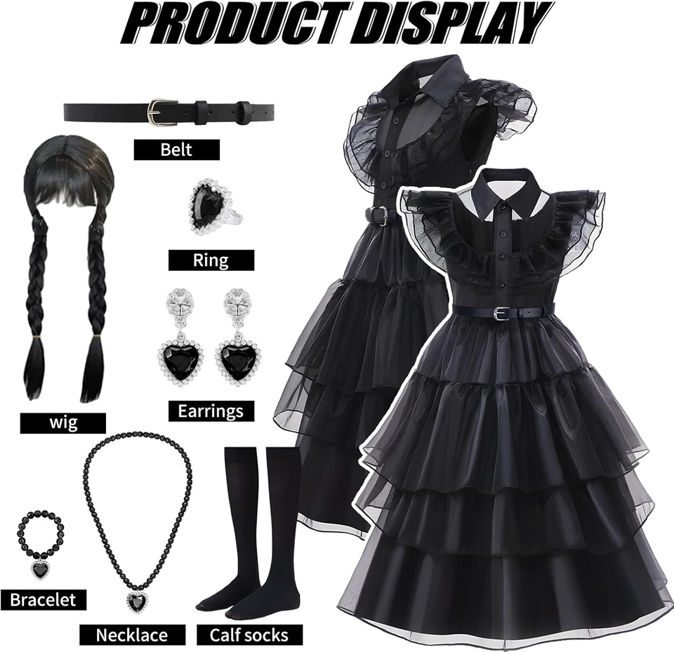 Costume Halloween Bambina, 8Pz.Vestito Halloween Costume, Costume ...