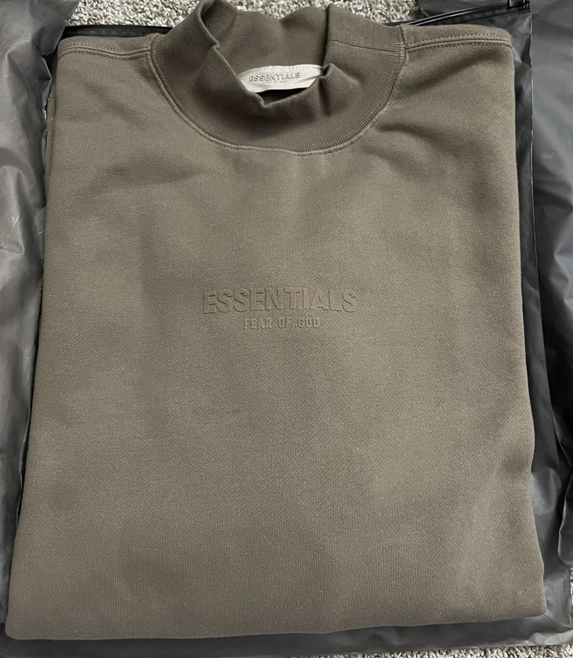 Essentials Relaxed Crewneck Wood Sweatshirt Large Oversized | eBay