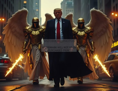 PRESIDENT DONALD TRUMP PROTECTED BY GUARDIAN ANGELS 8.5X11 AI CANVAS ...