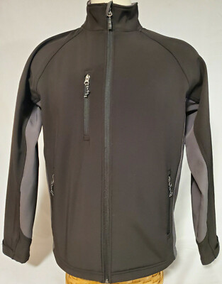 Men’s FOSSA Soft Shell & Fleece Jacket LARGE Black & Grey w/logo EUC | eBay