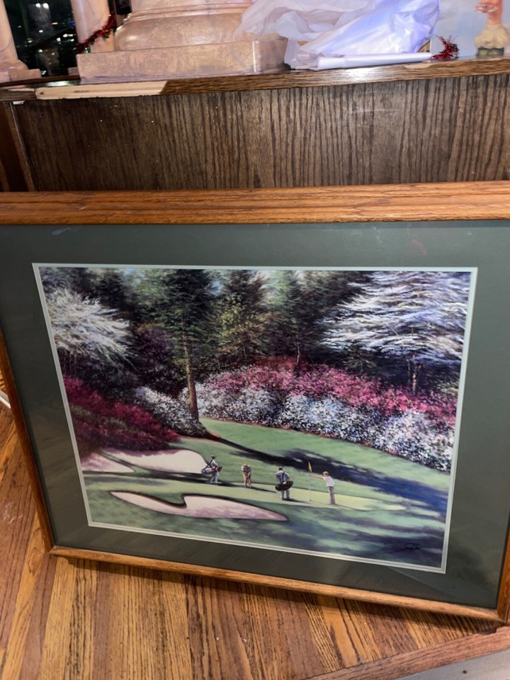 Augusta Masters Painting in Frame, Green Outline, Wooden Frame | eBay