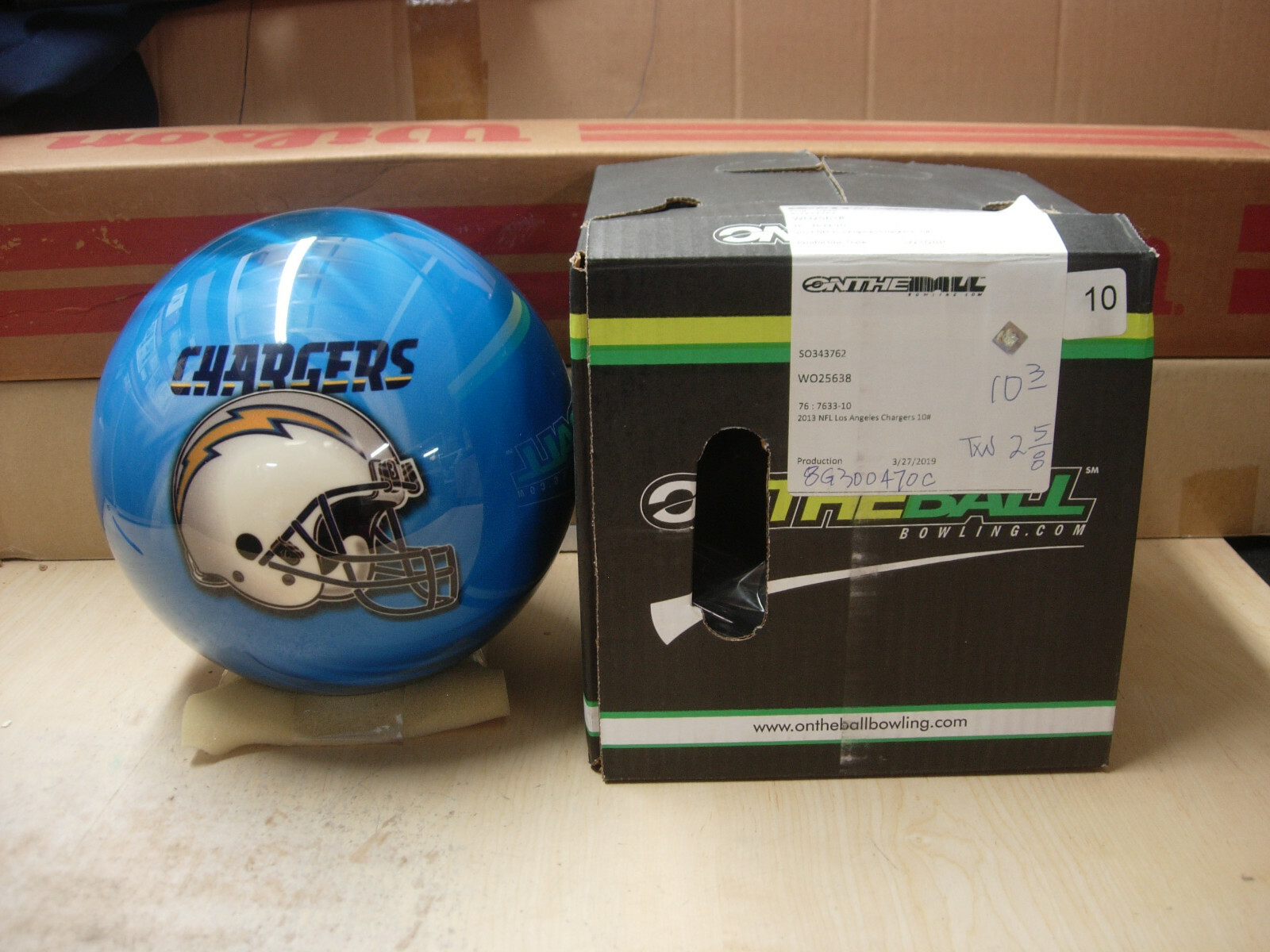 g9 10# 3oz TW 2-5/8 NIB 2013 VIZ-A-BALL NFL LOS NGELES CHARGERS Bowling ...