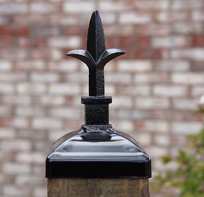 Wrought Iron Finial Triad Spear Top Post Cap for 4x4 Wood Fence Post ...