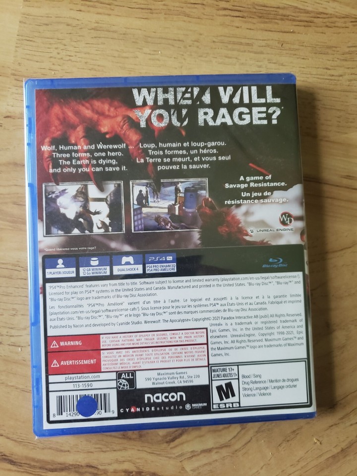Werewolf: The Apocalypse - Earthblood - Sony PlayStation 4. PS4. BRAND ...