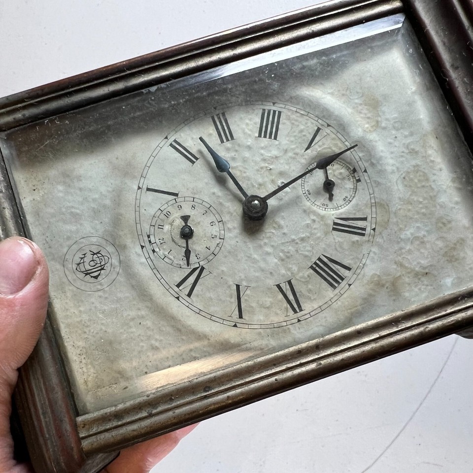 Antique L Gilbert Dual Alarm Bell Clock Carriage / Travel Mantel Desk ...