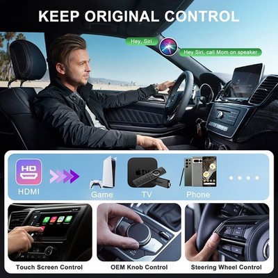 Multimedia Wireless Apple Carplay Adapter for HDMI Input Firestick Car ...