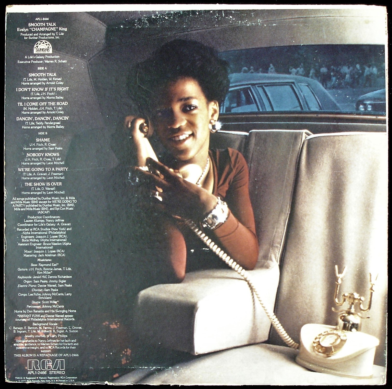 EVELYN KING "SMOOTH TALK" 1977 VINYL LP ALBUM 8 TRACKS AFL1-2466 R&B ...
