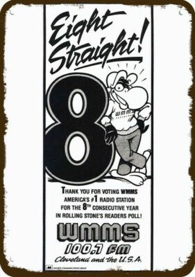 1987 WMMS 100.7 FM Cleveland #1 Radio Station DECORATIVE REPLICA METAL ...
