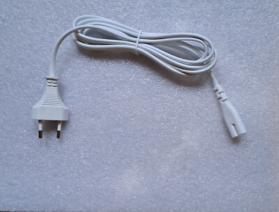 1.8m Figure 8 C7 to Euro Eu 2 pin AC Plug Power Cable Lead white. 10 ...