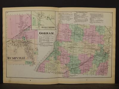 New York, Ontario County Map, 1874, Gorham Township, Double Page, Y3#76 ...