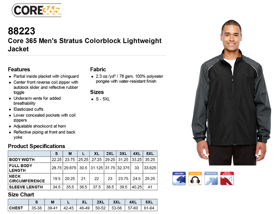 Core 365 Men's Stratus Color block Lightweight Jacket | eBay