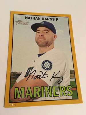 2016 Topps Heritage Jumbo 5x7 Nathan Karns Mariners 16 #'d 01/10 Gold ...