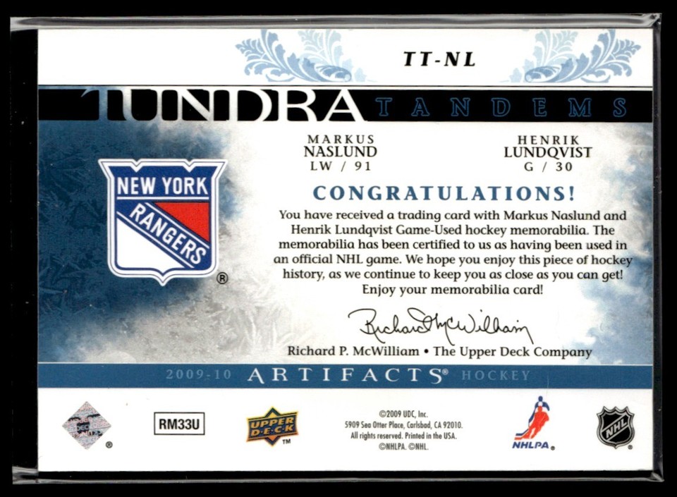 2009-10 Upper Deck Artifacts Tundra Tandems Markus Naslund/Henrik ...