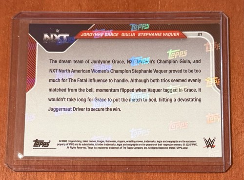 2025 TOPPS NOW WWE #21 GRACE/GIULIA/VAQUER - NUMBERED 45/50 GOLD ...
