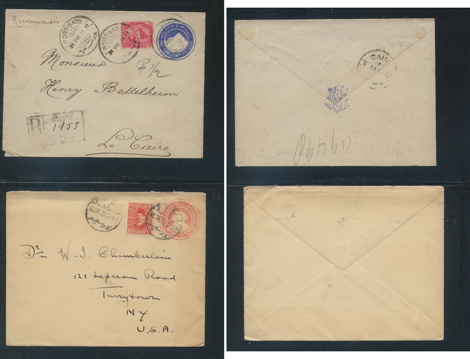 Egypt 2 uprated postal envelopes one registered | eBay