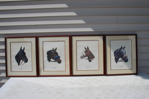 SET OF 4 KENTUCKY DERBY WINNER HORSE PRINT KEITH FREEMAN SWALE Sunnys ...