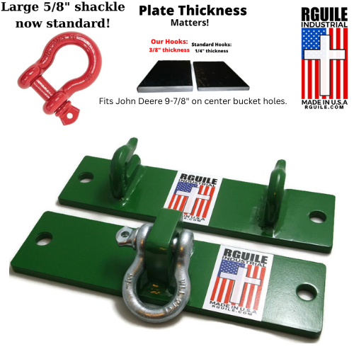 Bolt on bucket hook tractor attachment 2 hooks 1/2 shackle Made in USA ...