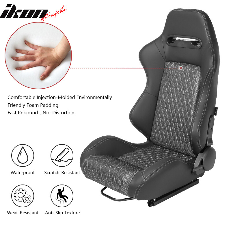 Universal Pair Reclinable Racing Seats + Dual Sliders Shinny Mesh ...