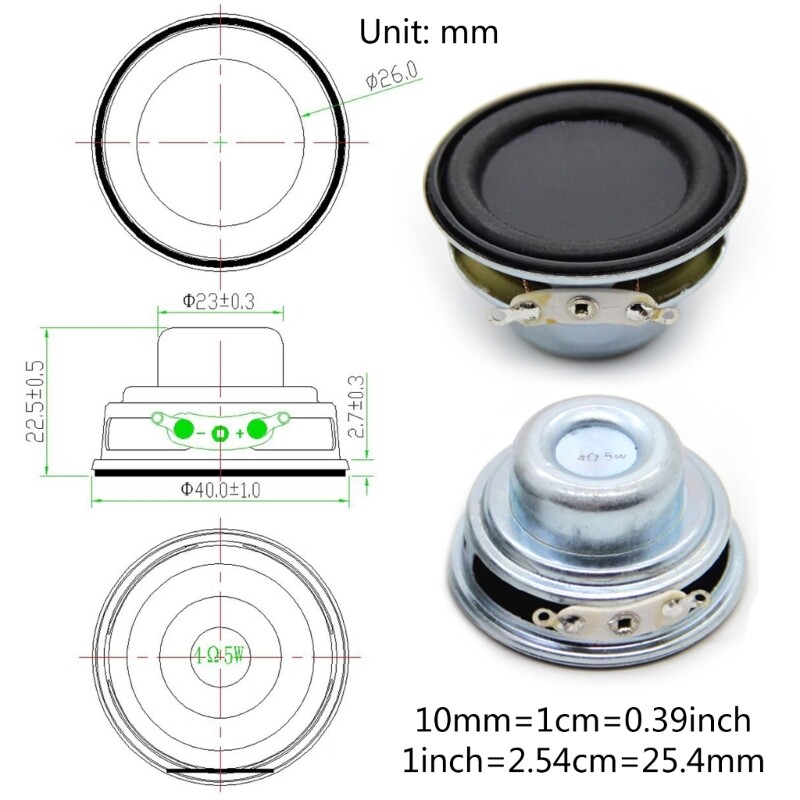 2Pcs 40MM Full Speakers 4 Ohm 5W Portable Loudspeaker Sound Home ...