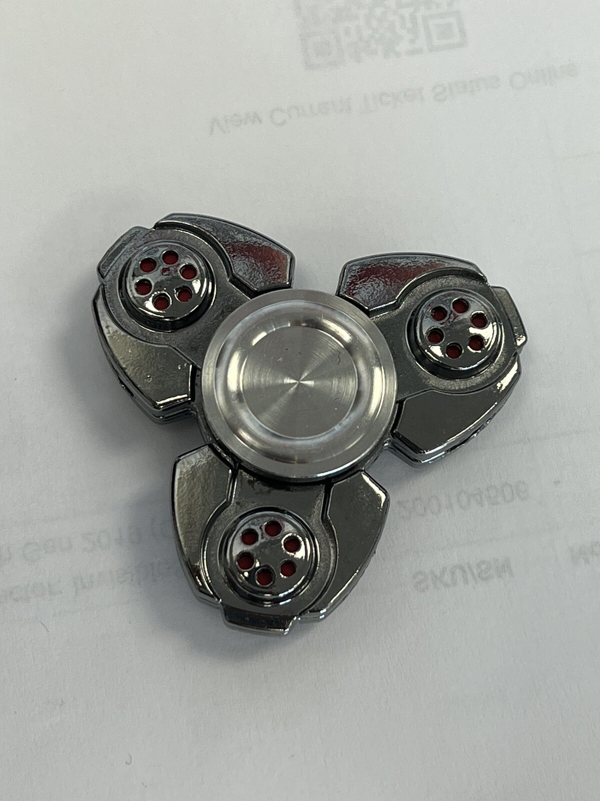 Fidget Spinner Silver and Red All Metal Toy ADHD Kids Adults Boys Girls ...