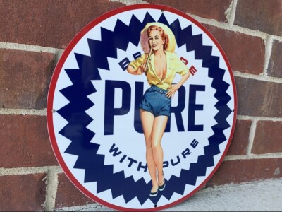 Pure Gasoline MOTOR OIL Gas Vintage Style Steel Sign | eBay