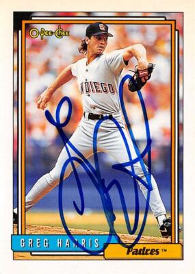 Greg Harris autographed Baseball Card San Diego Padres, 67 1992 O-Pee ...