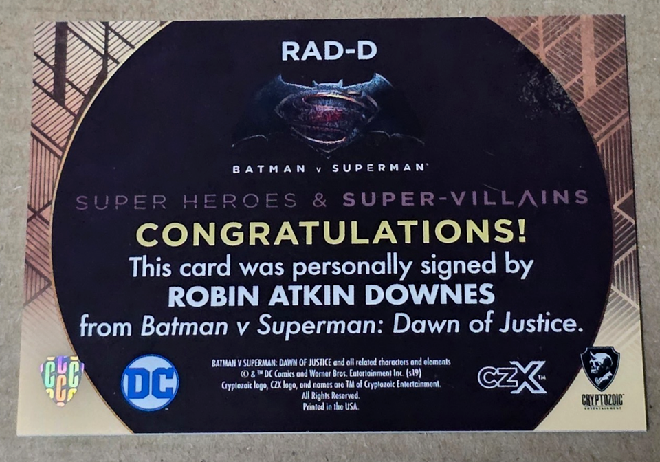 DC Super Heroes & Super-Villains Robin Atkin Downes Autograph 230/299 ...