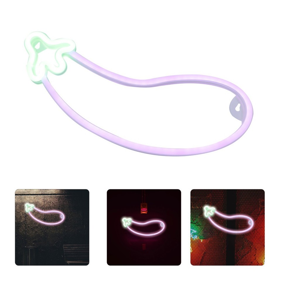 Eggplants Neon Sign Beer Bar Club Neon Lights LED Neon Night Light Wall ...