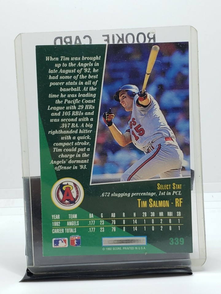 1992 Score Select Rookie Prospect Tim Salmon #339 California Angels ...